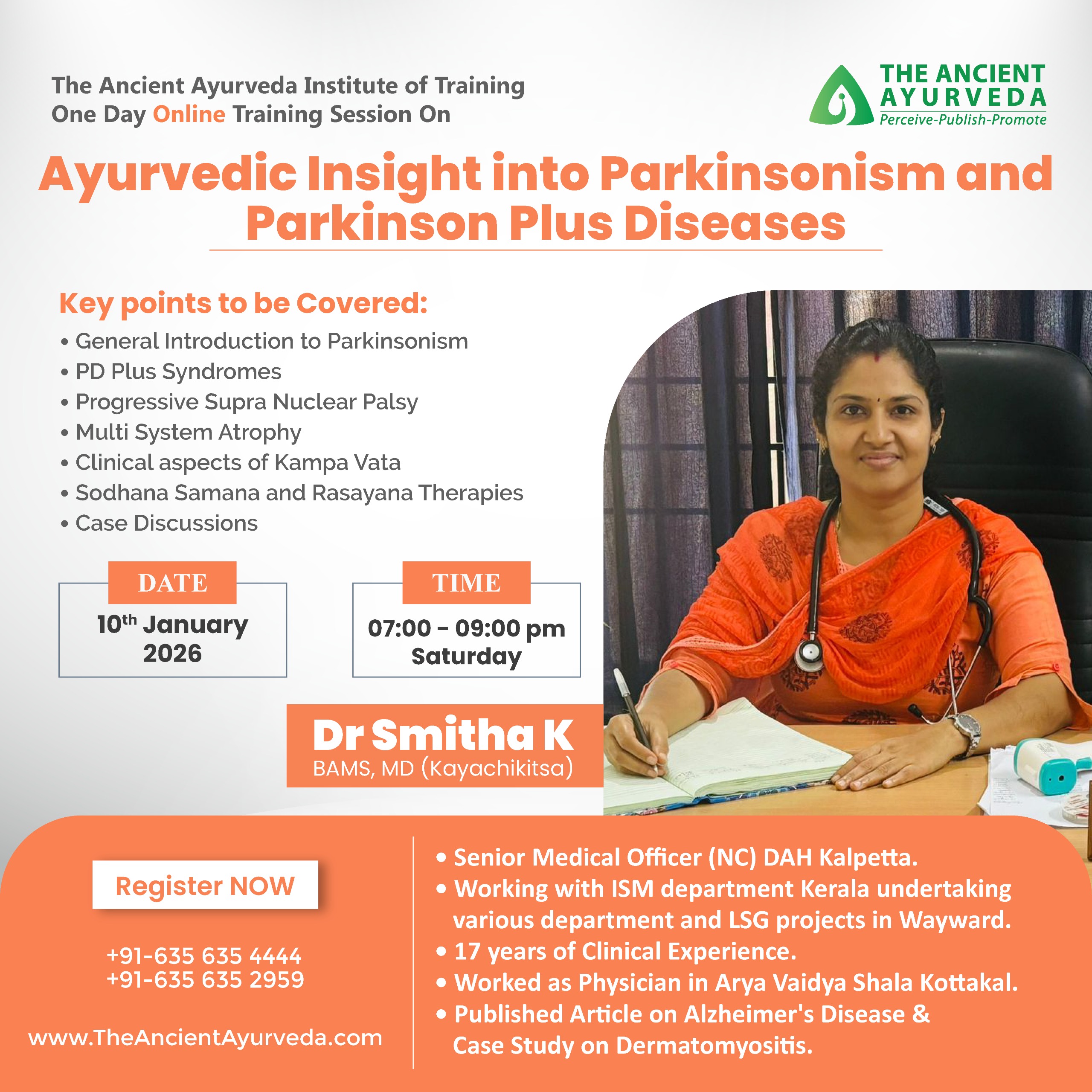 ONLINE TRAINING SESSION ON AYURVEDIC INSIGHT INTO PARKINSONISM AND PARKINSON PLUS DISEASES | The ...